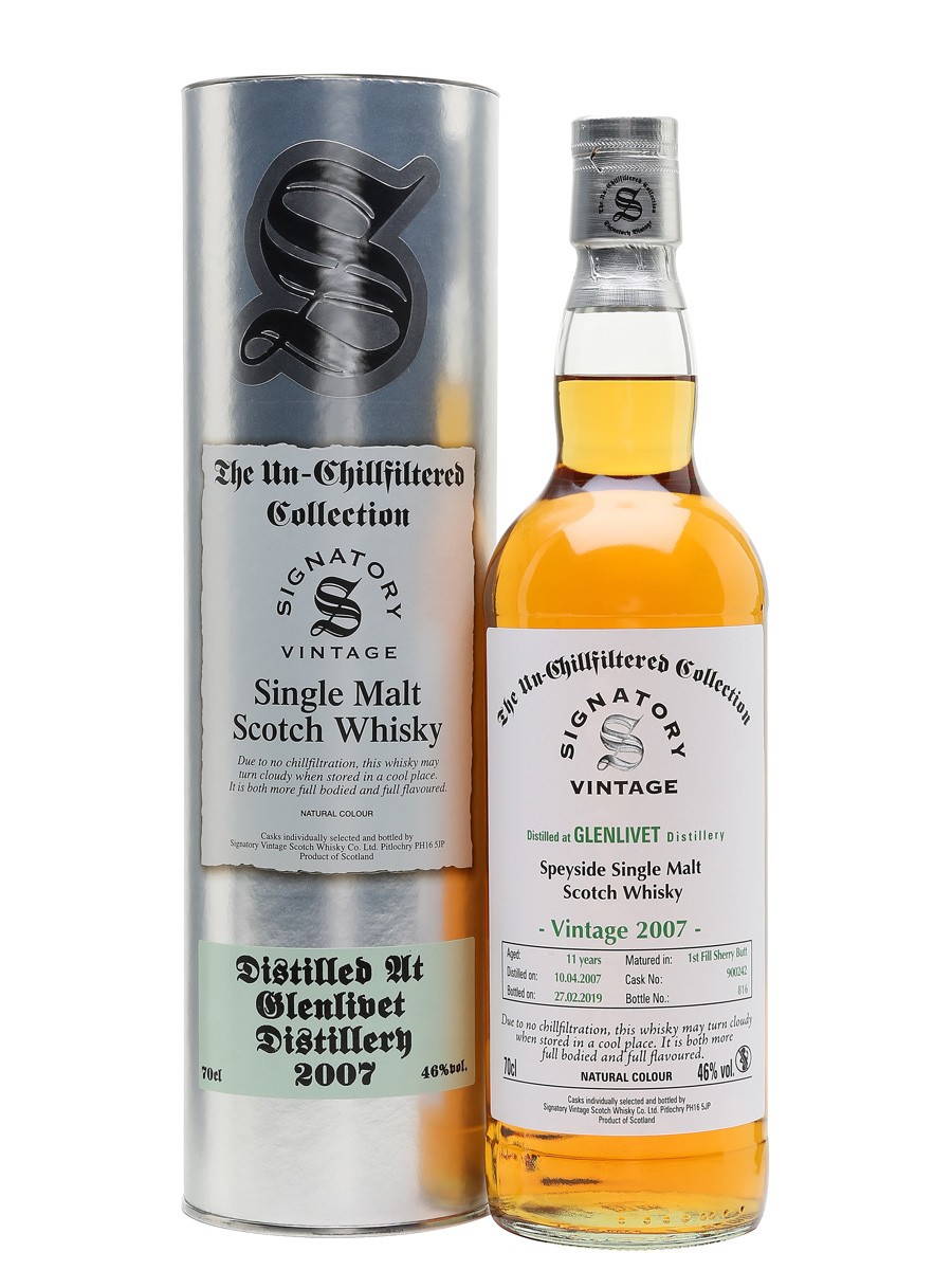 Glenlivet 2007 11 Year Old Signatory Unchillfiltered Cask #900242 ...